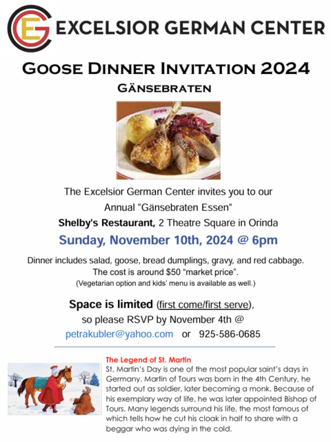 Annual Goose Dinner 2024 - The Excelsior German Center